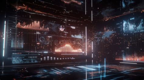 Futuristic Command Center Showing Global Data Analytics Multiple
