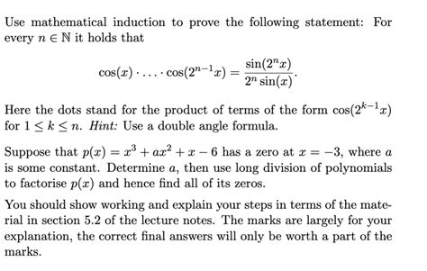 Solved Use Mathematical Induction To Prove The Following