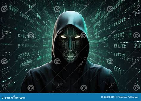 Masked Hacker With Glowing Eyes Stock Illustration Illustration Of