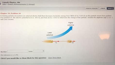 Solved Cutnell Physics 10e Help I S 1 Ei Printer Version