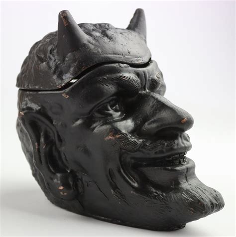 Very Rare Soviet Metal Devil Face Inkwell Ashtray Devil Figurine