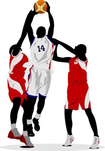 Joueurs De Basket Ball Illustration Vectorielle Vecteur Premium