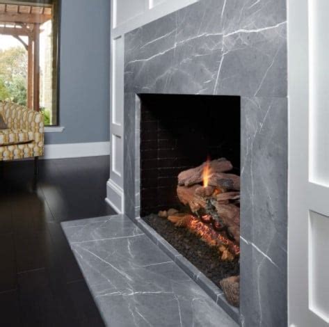 Soapstone Tile Fireplace Surround