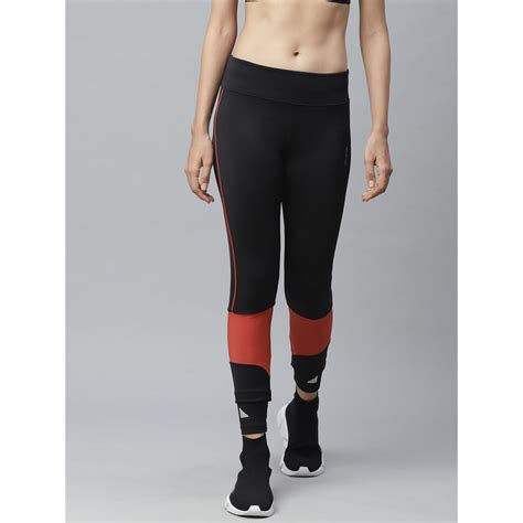 Buy Alcis Women Black And Rust Orange Colour Blocked Fitted Cropped