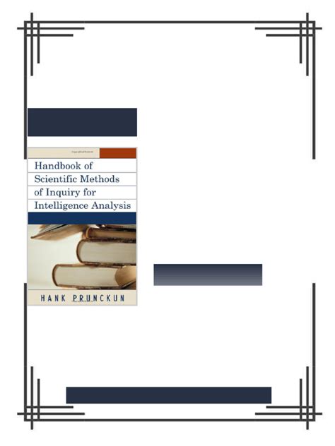 Handbook Of Scientific Methods Of Inquiry For Intelligence Analysis