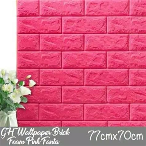 Wallpaper Dinding Modernt Foam Embos Bata Pink Fanta 3d Murah Ukuran