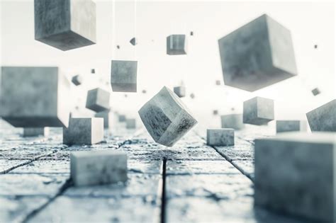 A Collection Of Cubes Suspended In The Air Defying Gravity Abstract 3d