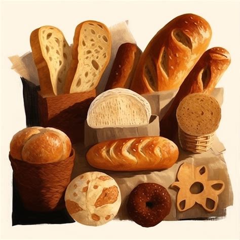 Premium Ai Image Various Breads Illustration