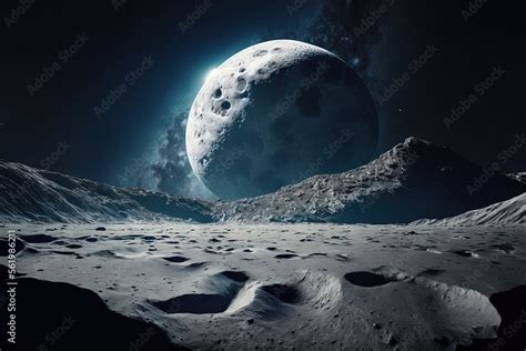 Moon Surface Dark Background Space Panorama Mission Generative Aİ