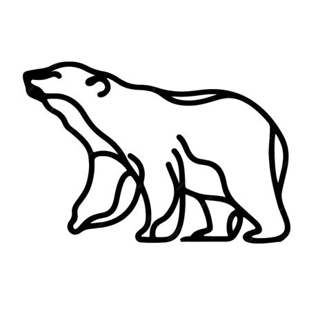 Una Silueta Negra De Línea Singal Oso Polar Con Fondo Blanco Vector