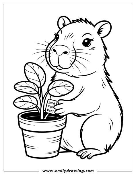 Capybara Coloring Pages Emily Drawing