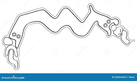 Two Headed Snake Devouring Two Humanoid Figure Vector Illustration