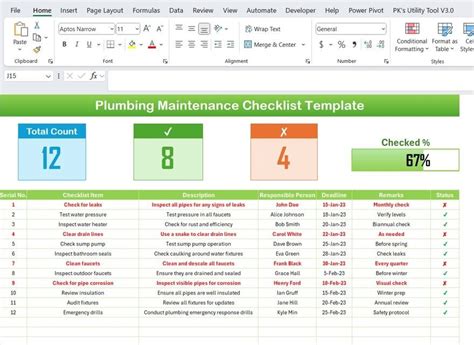 Plumbing Checklist Archives PK An Excel Expert