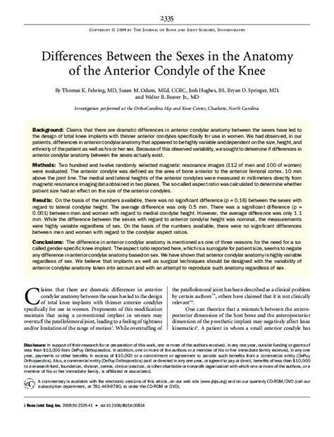 Pdf Differences Between The Sexes In The Anatomy Of The Anterior