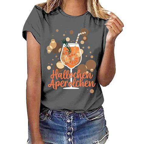 Summer Tops For Women Aperol Spritz Floral Print Short Sleeve T Shirt