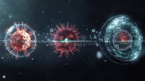 Illustrated Stages Of A Virus Lifecycle Showing Penetration