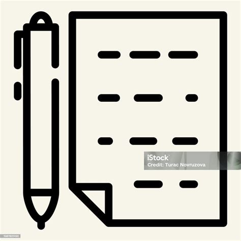 Document With Pen Line Icon List And Pen Vector Illustration Isolated