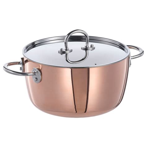 Finmat Pot With Lid Copperstainless Steel 3 L Ikea Uk