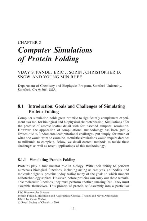 Pdf Computer Simulations Of Protein Folding