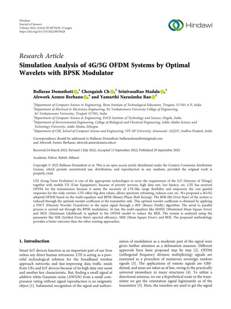 Pdf Simulation Analysis Of 4g 5g Ofdm Systems By Optimal Wavelets