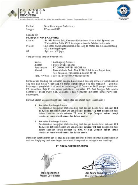 Surat Hasil Preliminary Loading Test Pdf