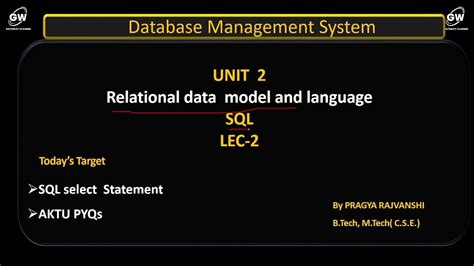 Dbms Ii One Shot Revision I U 2 Part 11 Ii Sql Select Statement Ii Btecheasy Lec11 Youtube