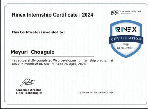 Mayuri Chougule On Linkedin Successfully Completed Web Development Internship At Rinex
