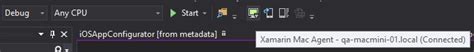 C Xamarin Not Starting Remotely On Mac Agent From Windows Ios