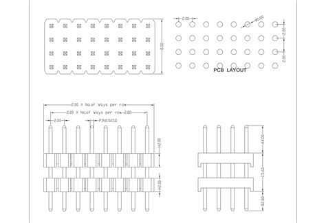 20mm Pin Header Four Rows Bi Plastic 180 Degree High Quality 20mm