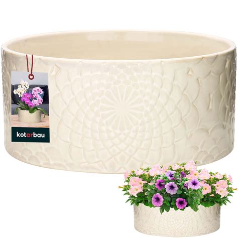 Ghiveci Ceramic Jos Pentru Flori Plante 13x28 Cm Culoare Cobalt Cremă