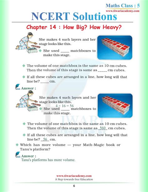 Ncert Solutions For Class 5 Maths Chapter 14 How Big How Heavy