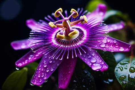 Premium Photo Passiflora Violetta Big Bright Passionflower With Water
