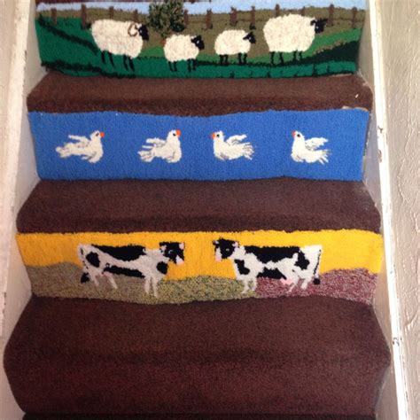 Rug Hooking Stair Risers Nine Down Only A Few More To Go Painted