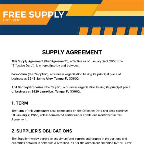 Free Fuel Supply Agreement Template To Edit Online