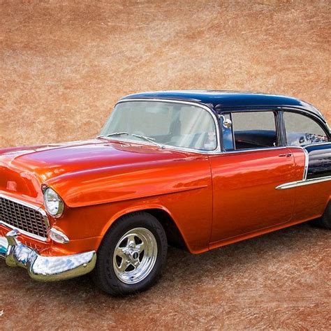 1955 Chevy In Orange And Black Two Tone Paintwork 1955 Chevy 2 Door