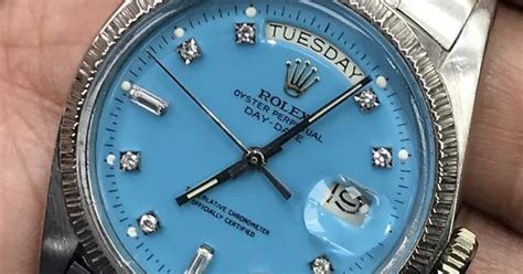 Cool Rolex Of The Day 1628 1807 Day Date With Blue Stella Dial 18k