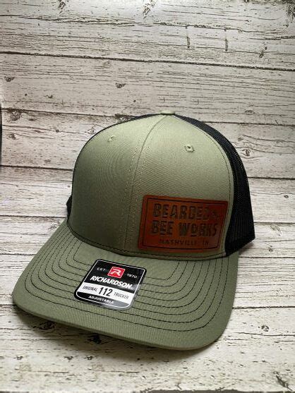 Green And Black Rectangle Patch Hat Bearded Bee Works