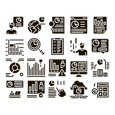 Statistician Assistant Glyph Set Vector 17512320 Vector Art At Vecteezy