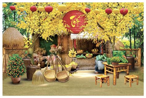 Background Phông Nền Tiểu Cảnh Chụp ảnh Tết Check In Năm Mới File Corel
