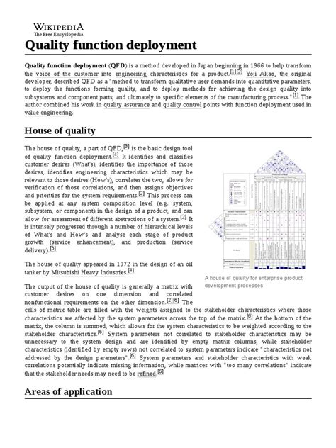 Quality Function Deployment Pdf Systems Science Business Process