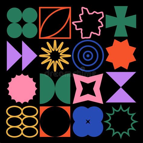 Set Of Geometric Brutalism Shapesabstract Geometric Brutalist Elements Stock Vector