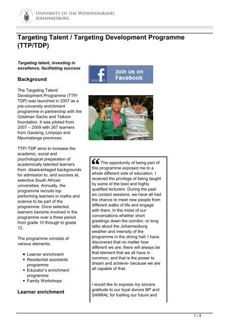 Targeting Talent Targeting Development Programme Ttptdp