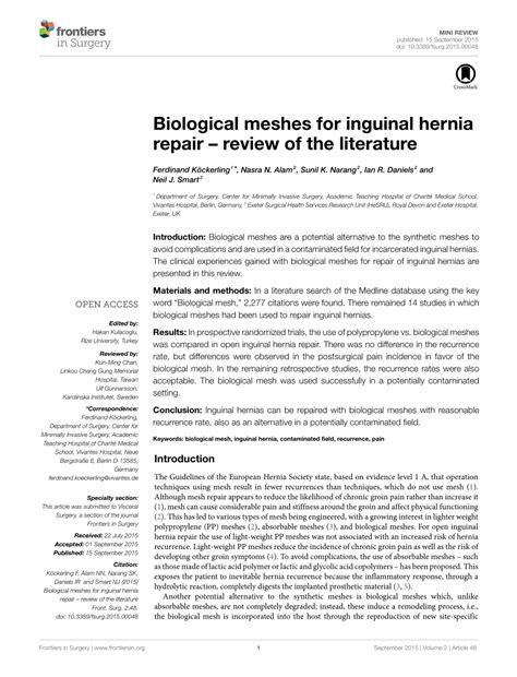 Pdf Prevention Of A Parastomal Hernia By Biological Mesh Reinforcement