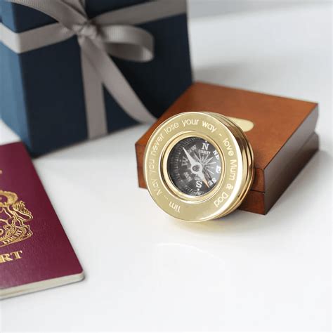 Personalised Brass Compass With Timber Box Monster Sporting Ts