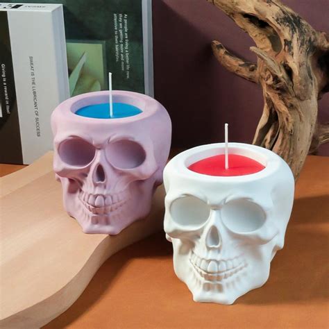 Skull Candle Jar Silicone Mold 3d Skull Head Candle Vessel Resin Mold