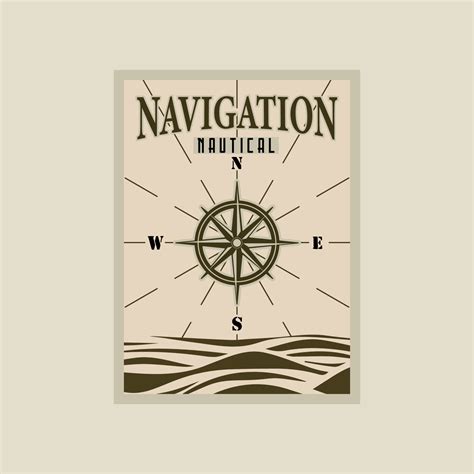 Compass Ocean Nautical Poster Vector Illustration Template Graphic