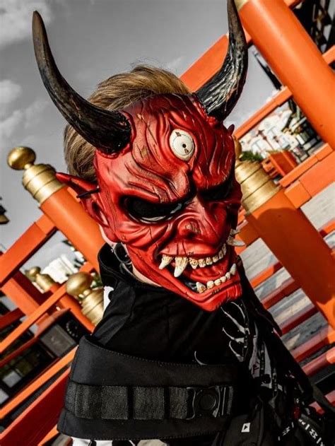 Red Dbd Oni Mask Wearable For Cosplay