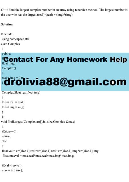 C Find The Largest Complex Number In An Array Using Recursive Metpdf