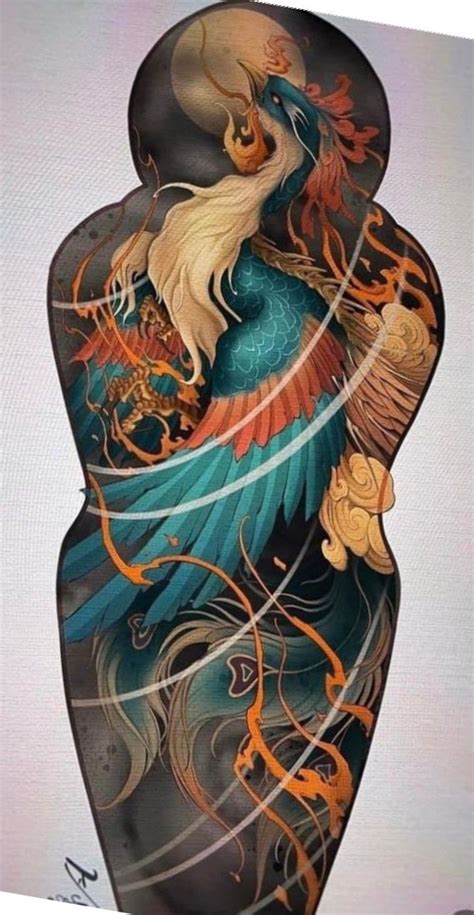 和彫り デザイン へび 九尾 花臂