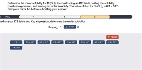 Solved Determine The Molar Solubility For Croh3 By